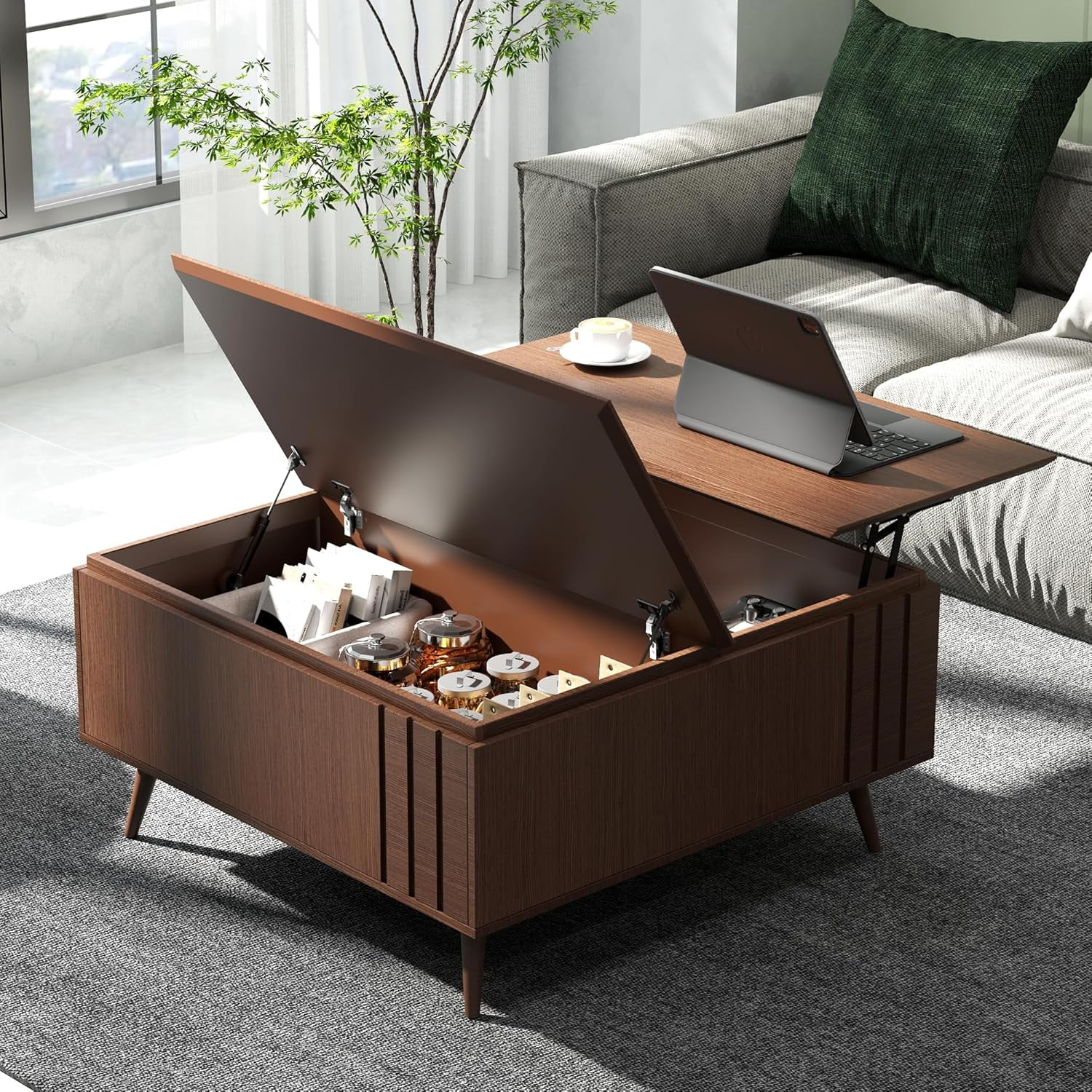 36.2" Lift Top Coffee Table with Storage, Large Square Coffee Tables ...