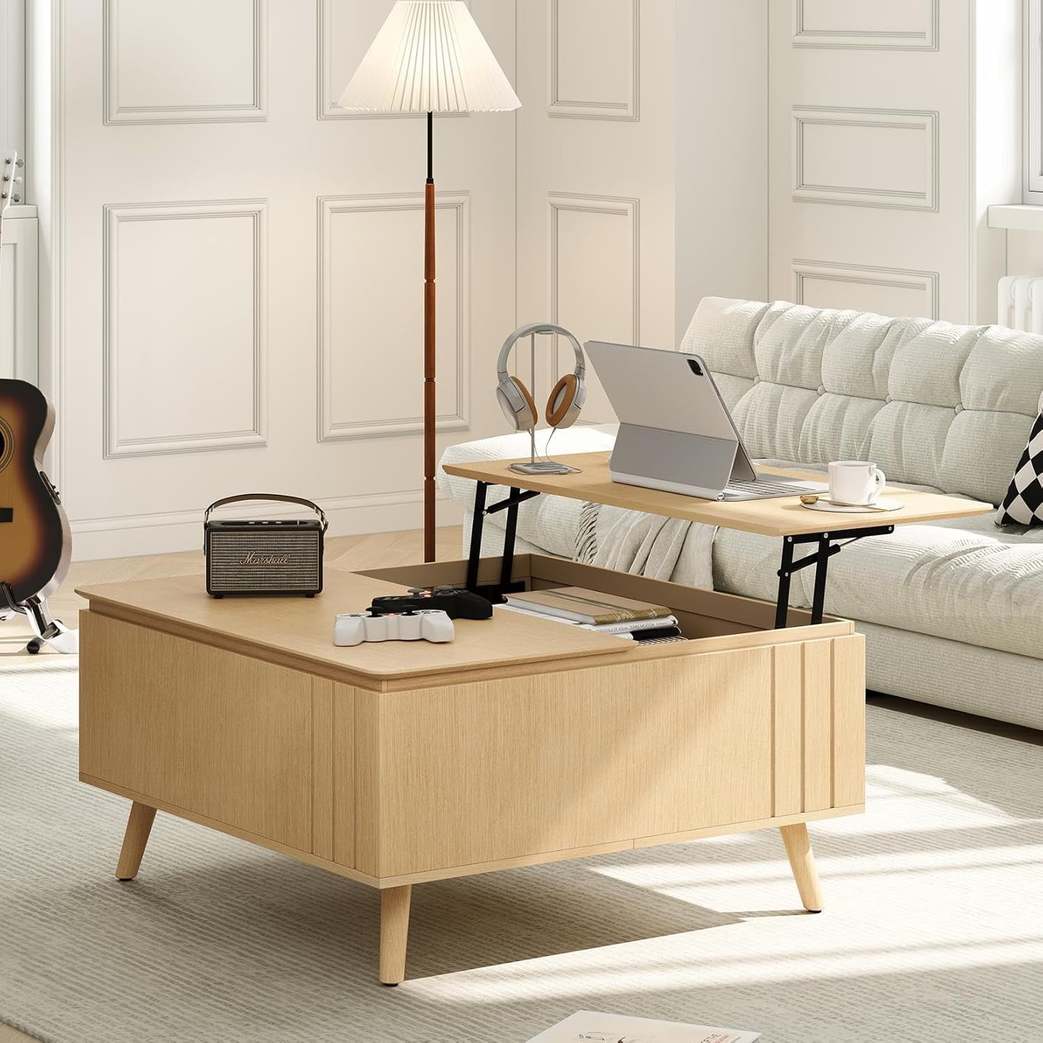 36.2" Lift Top Coffee Table with Storage, Large Square Coffee Tables ...