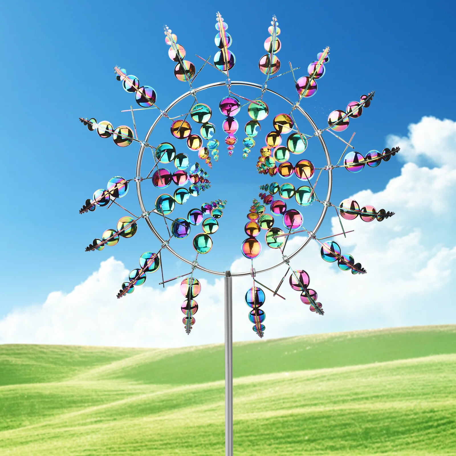 36.2" Magical Colorful Wind Powered Kinetic Windmill Metal And ...
