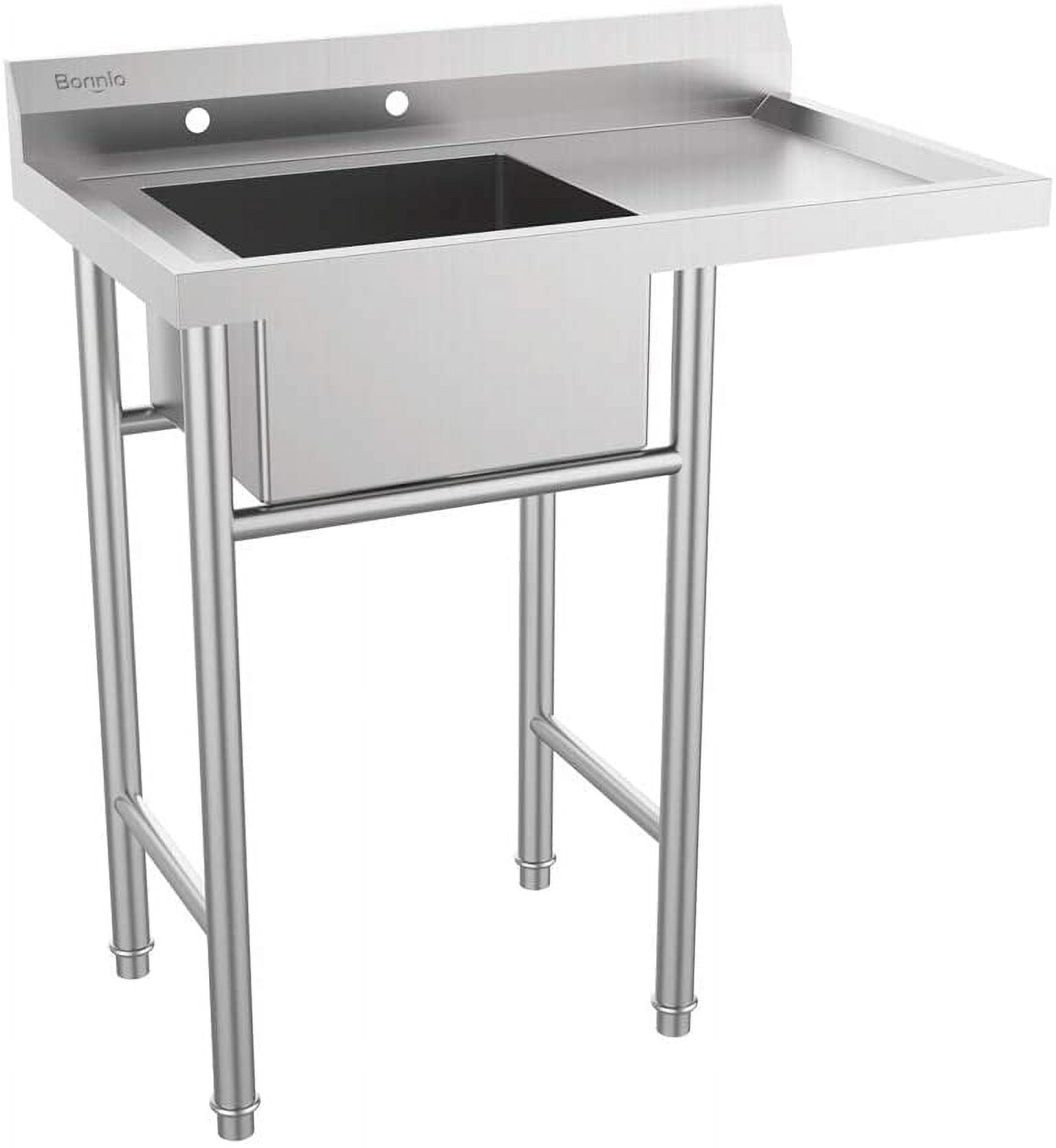 36*21*40 inch 304 Stainless Steel Utility Sink with Drainboard, One ...