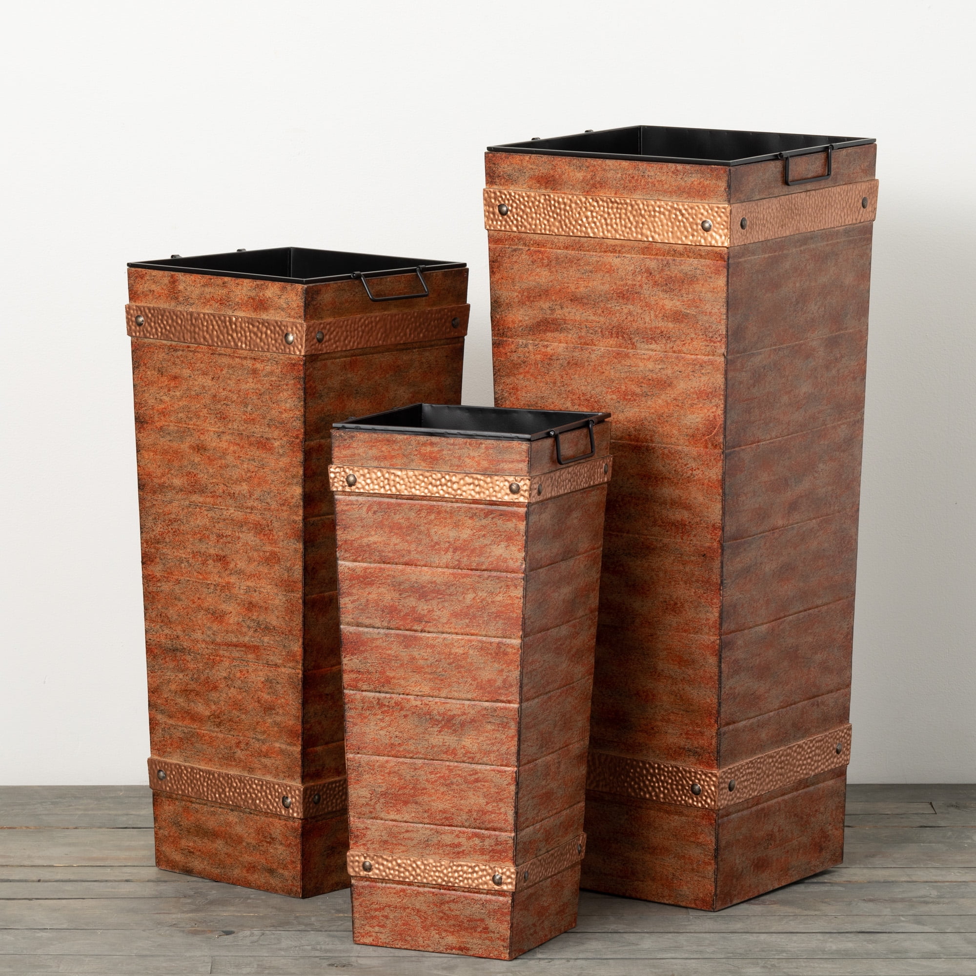 36.25"H Sullivans Copper Outdoor Planters Set of 3, Copper - Walmart.com