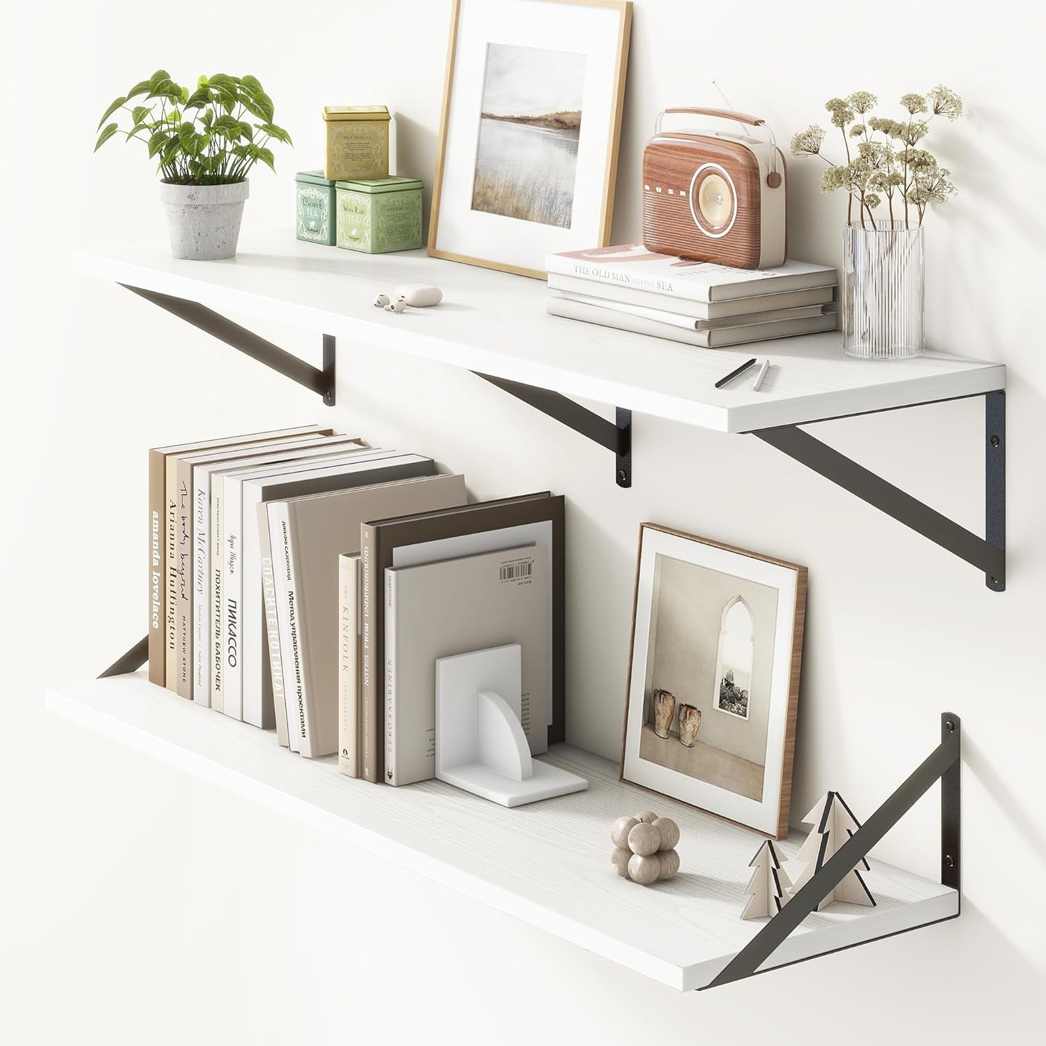 36"W x 12"D Floating Shelves Deep Floating Shelves with Brackets 12 ...