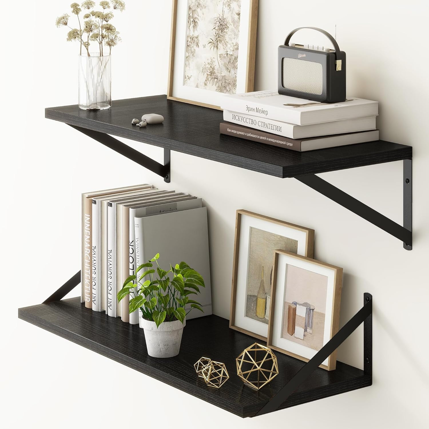 36"W x 12"D Floating Shelves Deep Floating Shelves with Brackets 12 ...