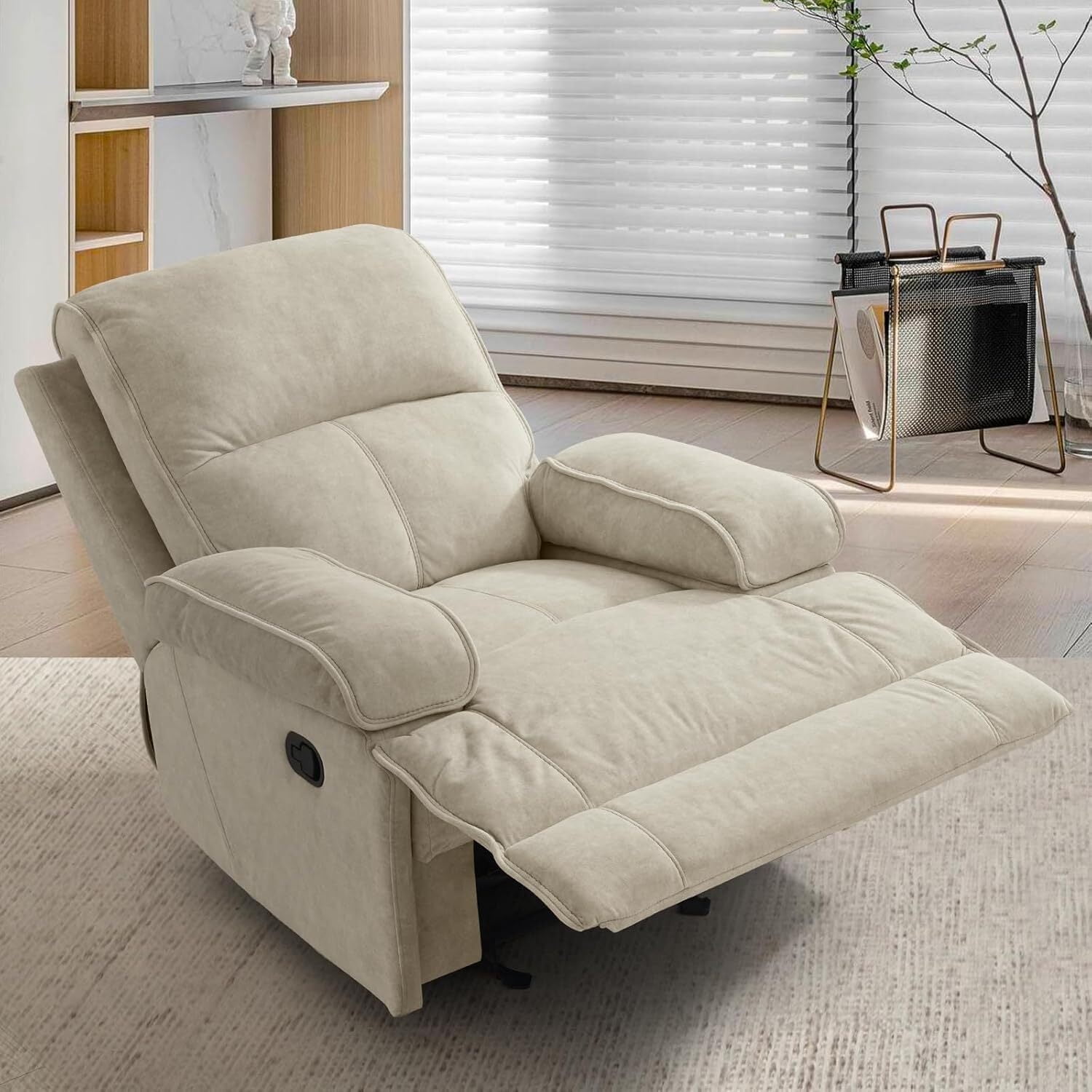36.4" Wide Rocker Recliner Chair, Oversized Manual Rocker Recliner ...