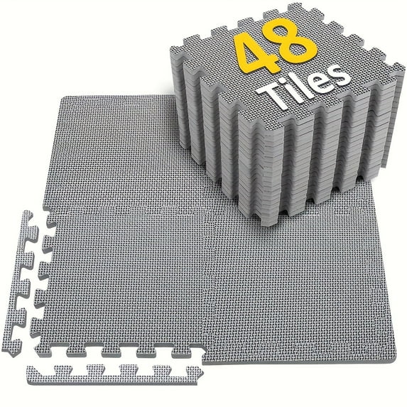 36/48 Puzzle Gym Mat, 12.2" × 12.2" Game Gym Mat, Interlocking Floor ...