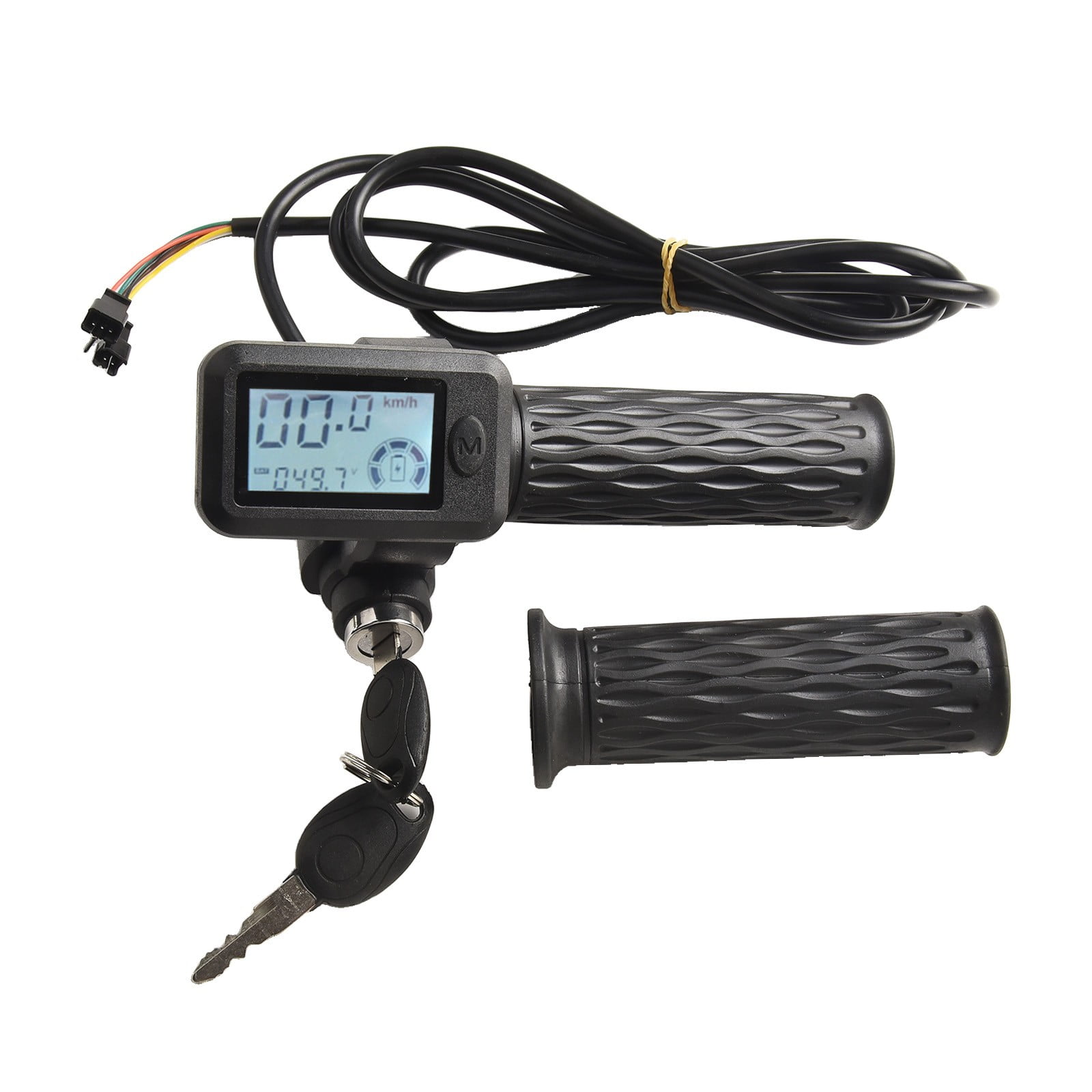36-60V E-Bike Grip Throttle With LCD Display Key Lock Fit Easy Install Handlebar Power Indicator ...