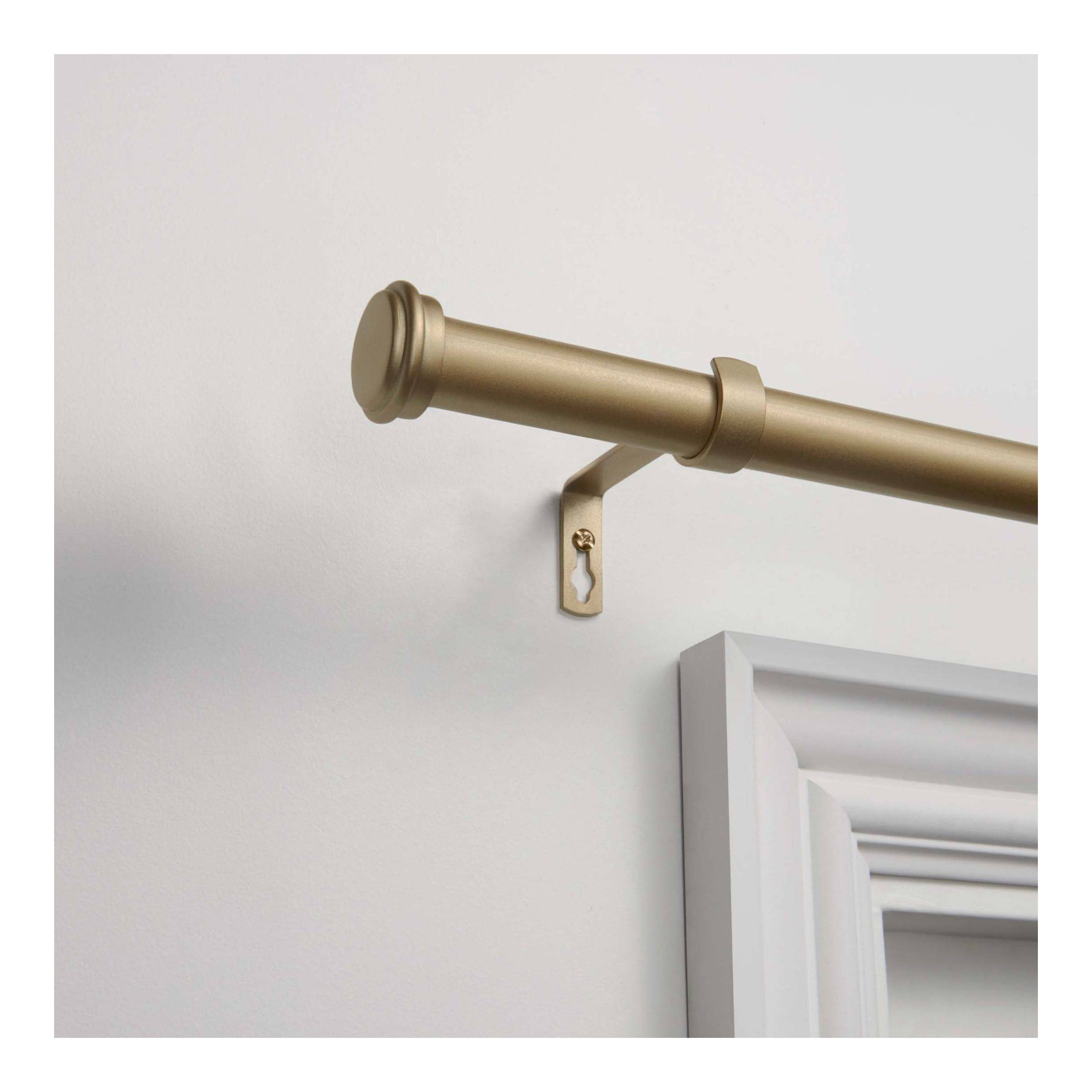 36"-72" Topper Curtain Rod - Gold: Iron, Matte Finish, Flat Cap Finial ...