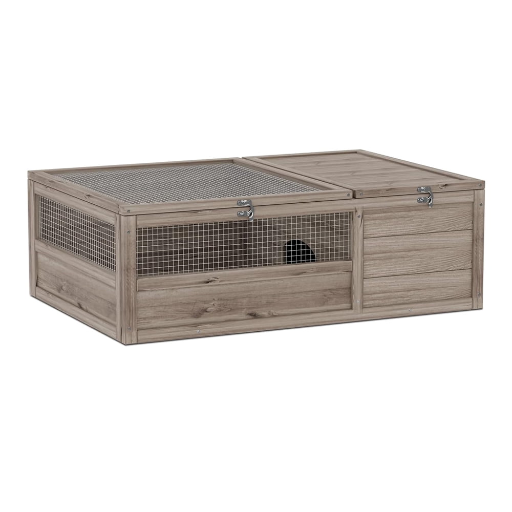 36.75" Outdoor Tortoise Enclosure, Spacious Wooden Pet Tortoise House ...