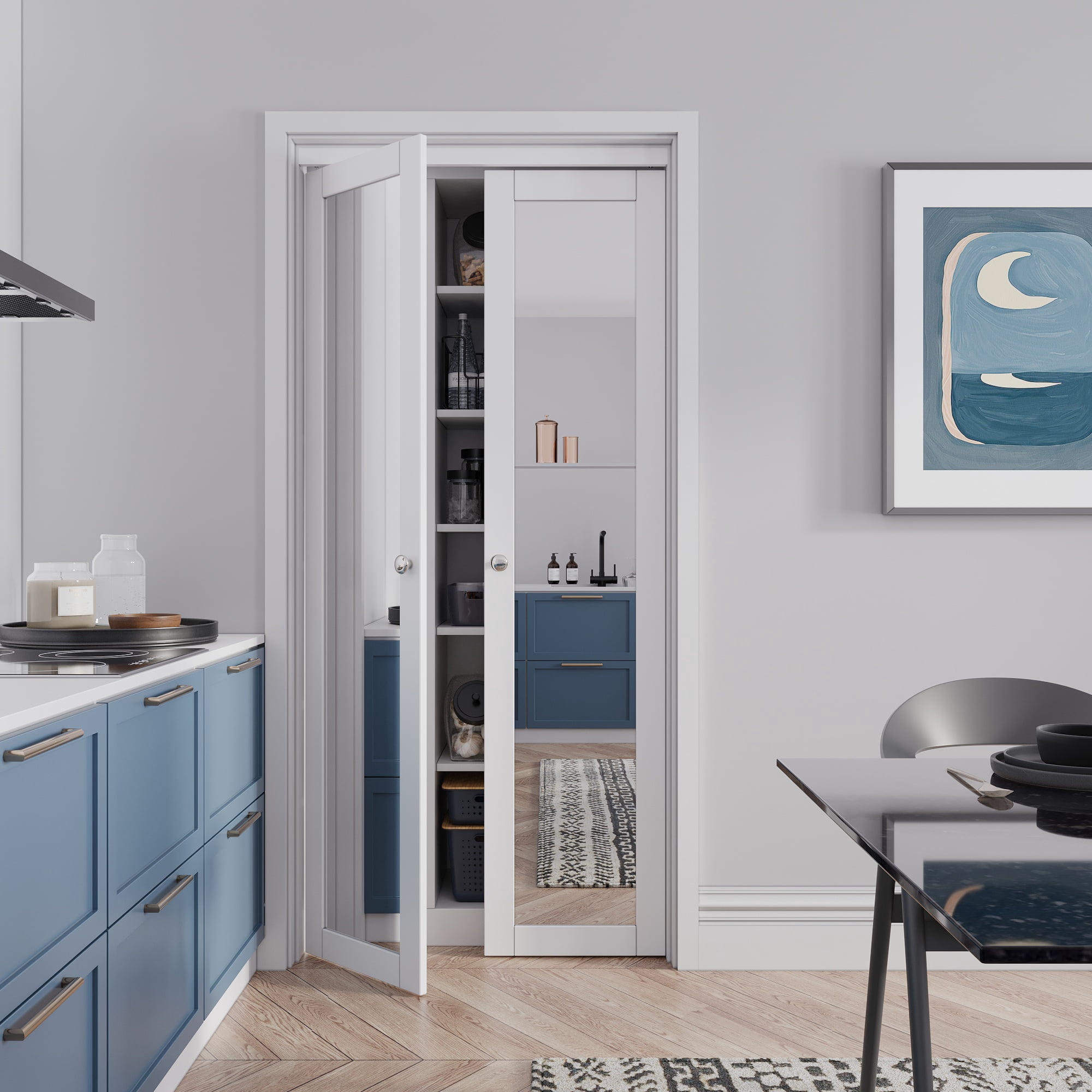 36"×80" Pivot-French or Bi-fold Mirrored Door Solid Manufactured Wood ...