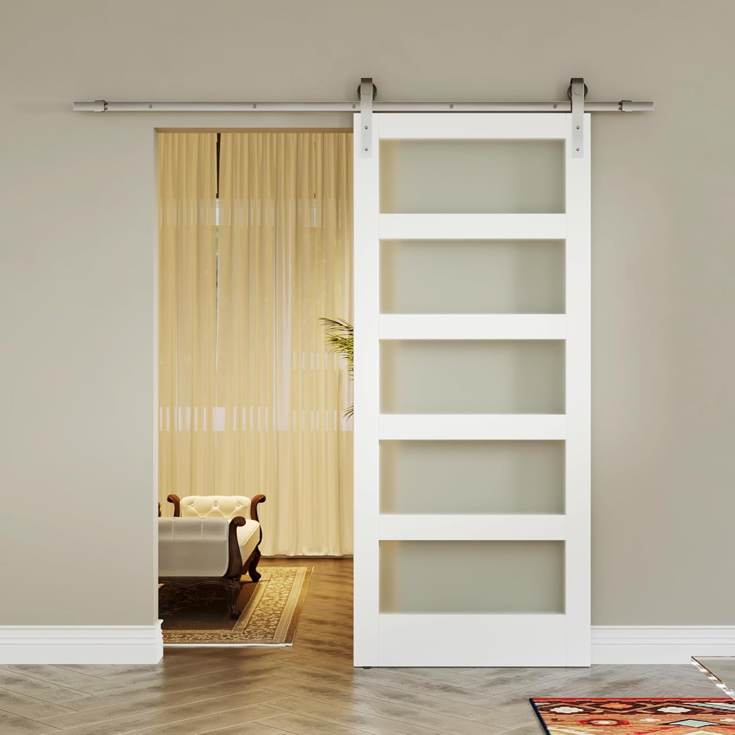 36”×84” Sliding Barn Door,6.6FT Brushed Nickel Sliding Door Hardware ...