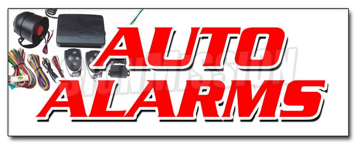 36" AUTO ALARMS DECAL sticker installation power locks windows audio ...