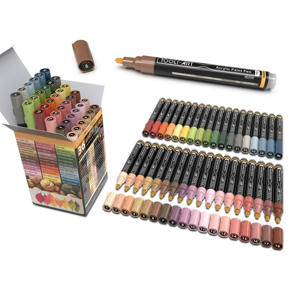 36 Acrylic Paint Pens Skin and Earth Tones (3mm MEDIUM) - Walmart.com