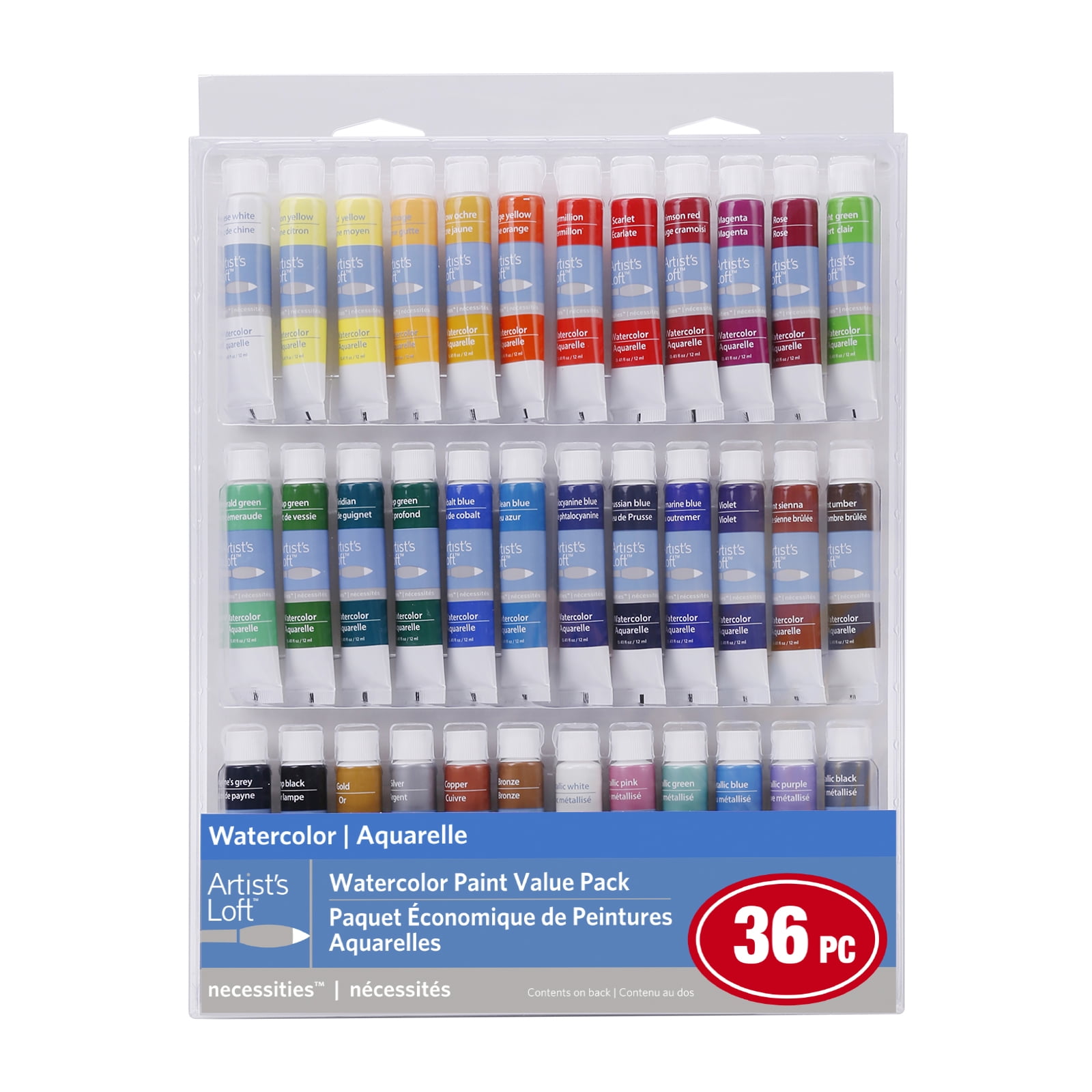 36 Assorted Watercolor Paint Value Pack by Artist's Loft - Water-Based ...