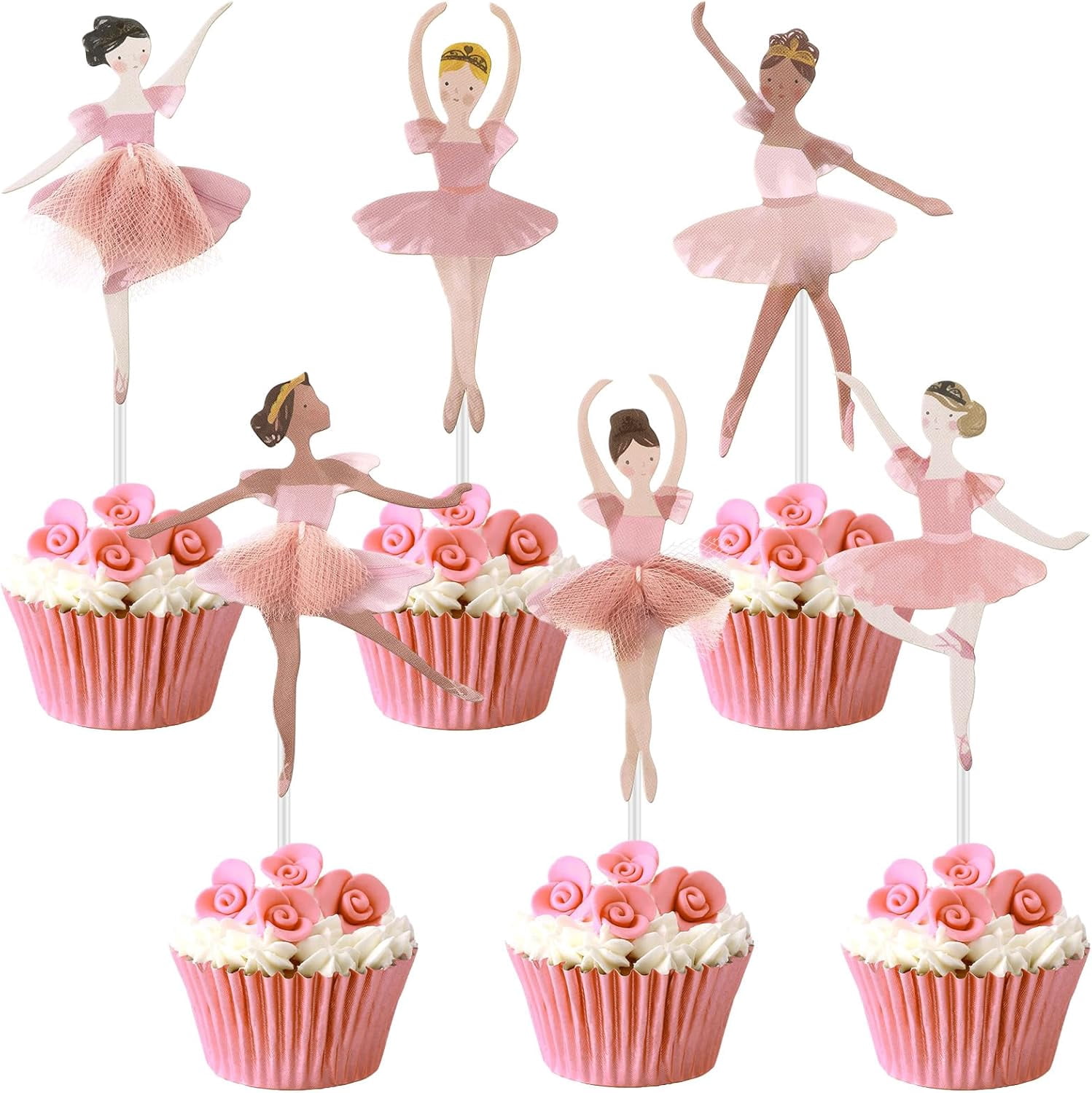 36 Ballerina Cupcake Kit Colorful Ballet Tutu Dancer Girls Cupcake ...
