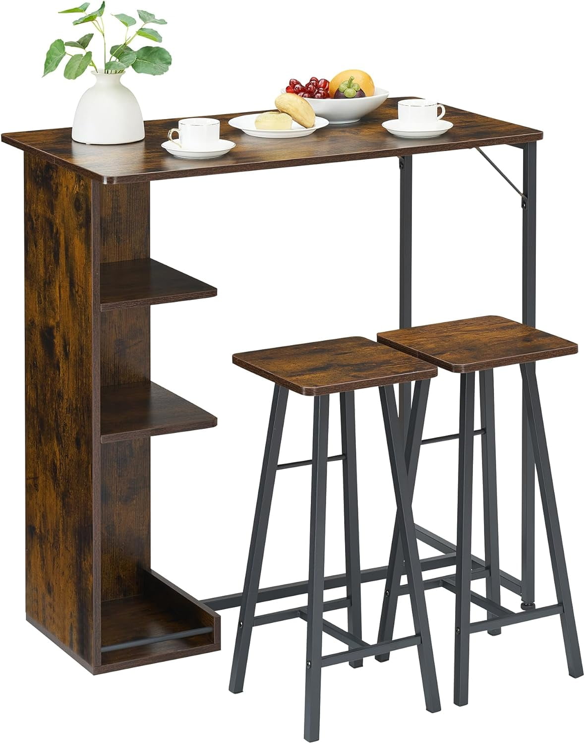 36” Bar Table and Chairs Set of 2 Kitchen Dining Table Set with Storage ...