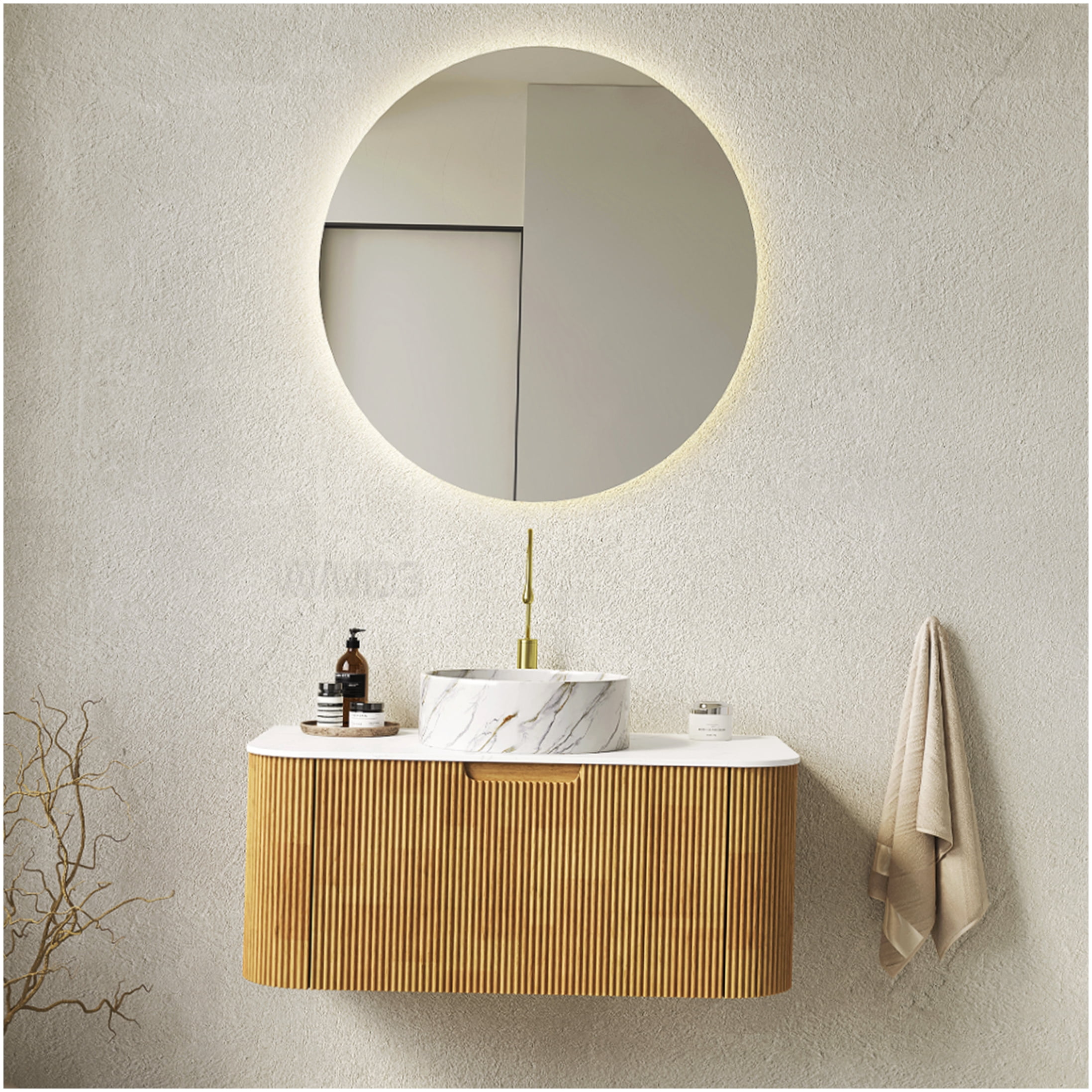 36" Bath Vanity Set, Floating Design with Drawer & Ceramic Sink, White ...