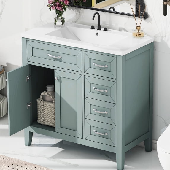36" Bathroom Cabinet Color - Vanity With Solid Construction Board And ...