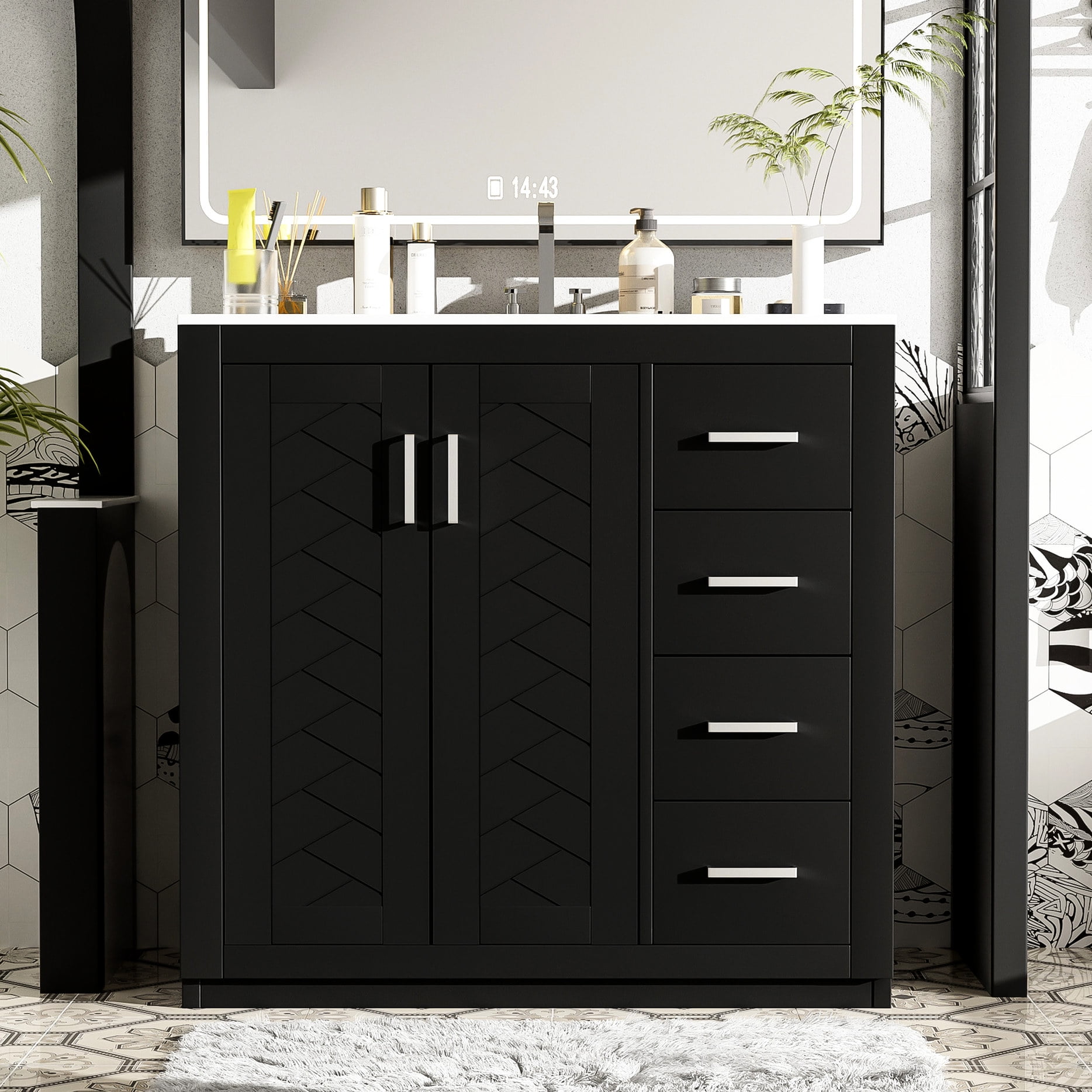 36'' Bathroom Cabinet with Ceramic Sink | Helps Organize Bathroom ...