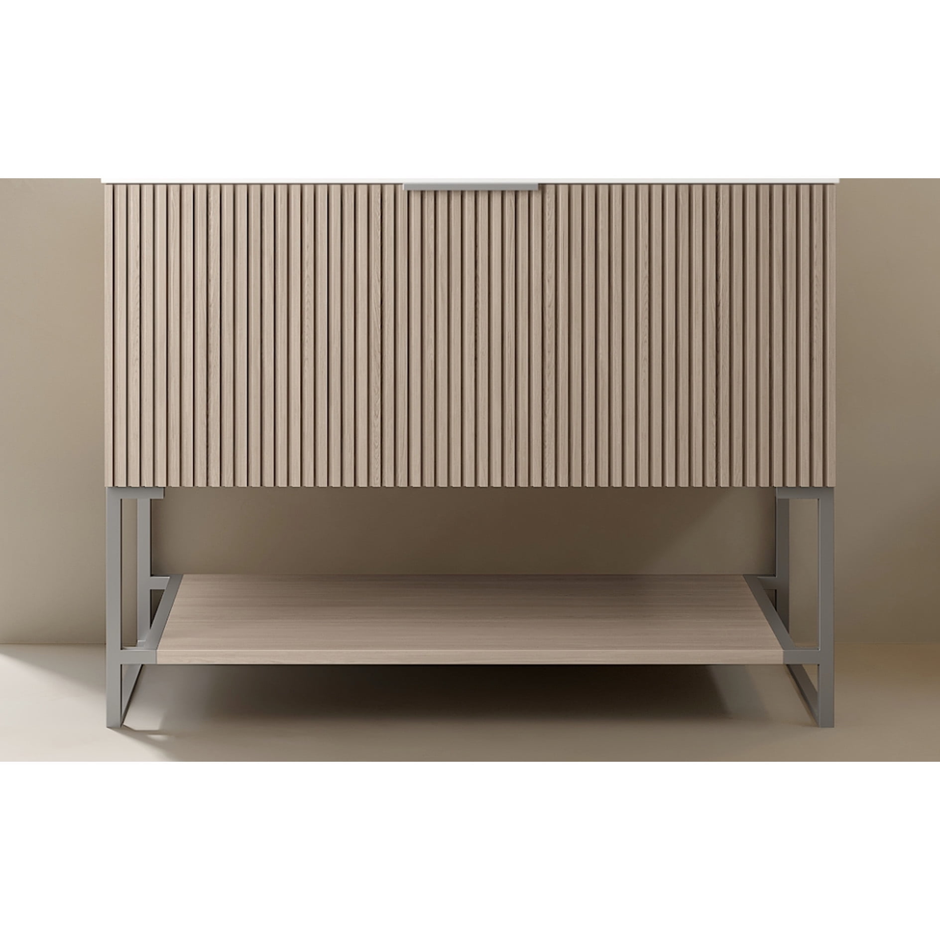 36" Bathroom Storage Cabinet, Brown Oak - Modern Scandinavian Plywood ...