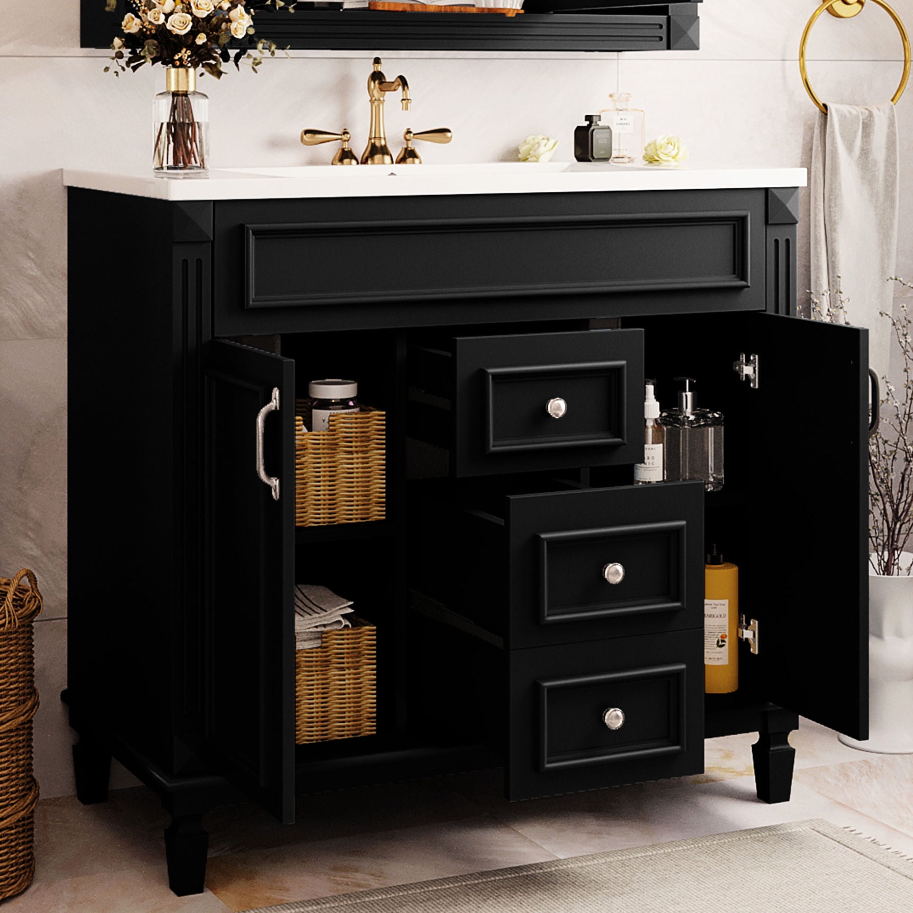 36'' Bathroom Storage Cabinet with Sink | Ample Space for Bathroom ...