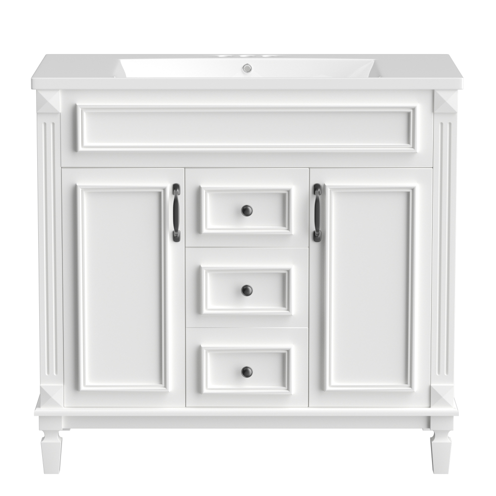 36" Bathroom Vanity Cabinet with Top Sink, Modern Storage Cabinet with ...