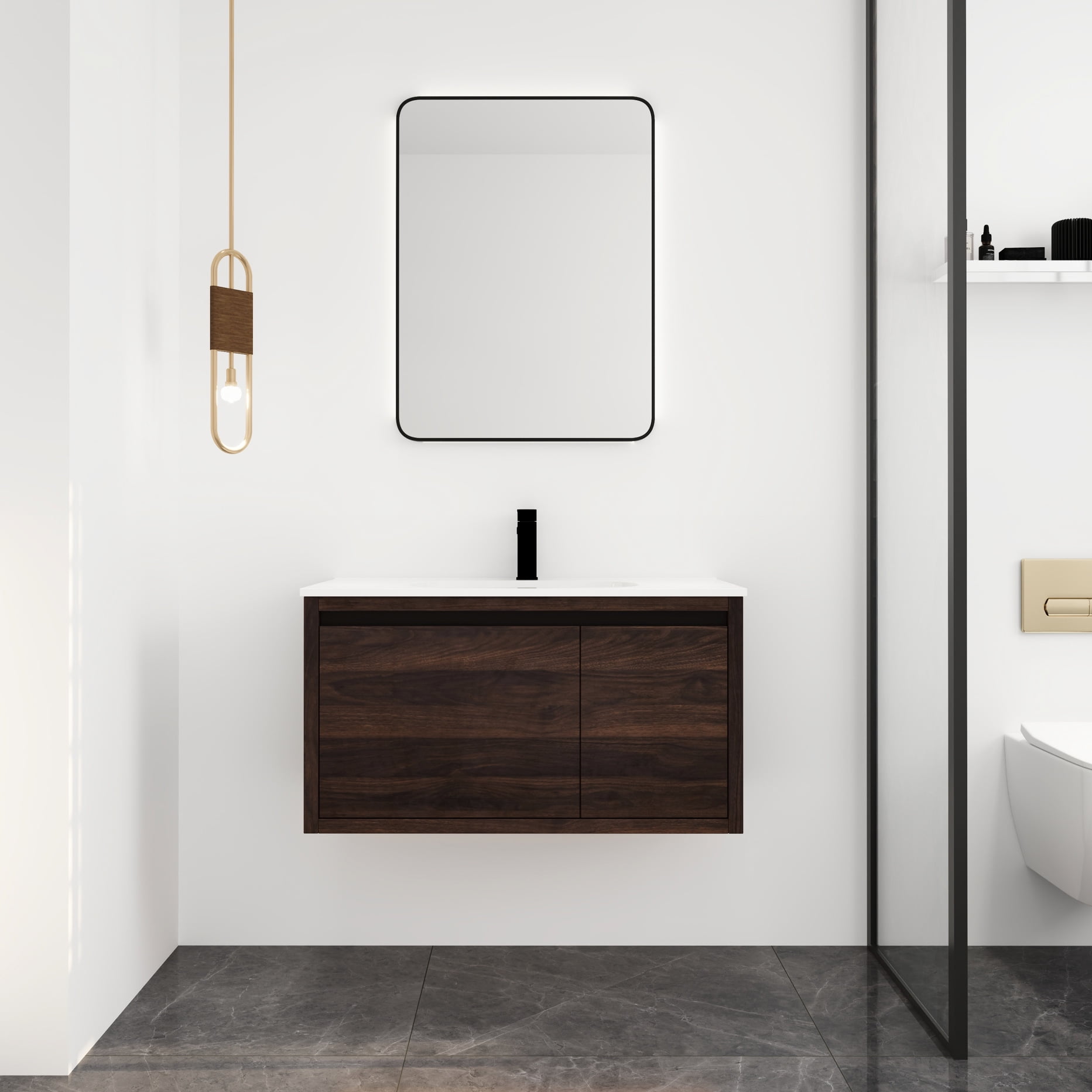 36" Bathroom Vanity With Gel Basin, Spacious Furniture Unit, Materials ...