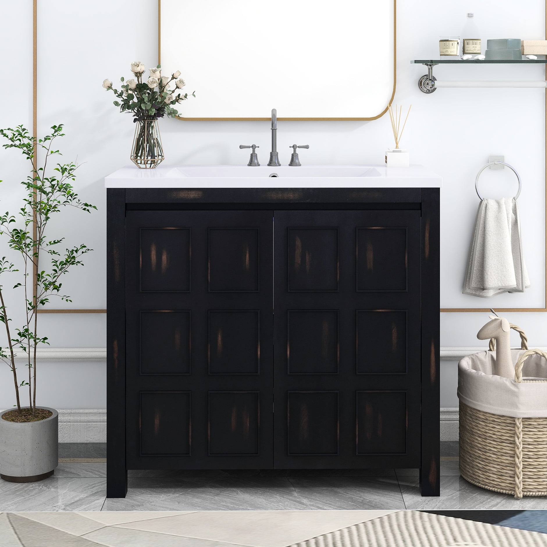 36" Bathroom Vanity Sink Cabinet. Color. Solid Wood Frame. Abundant ...