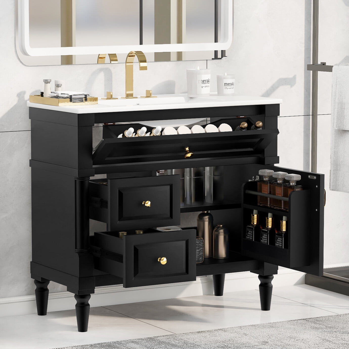 36" Bathroom Vanity with Sink Combo, Modern Bathroom Storage Cabinet ...