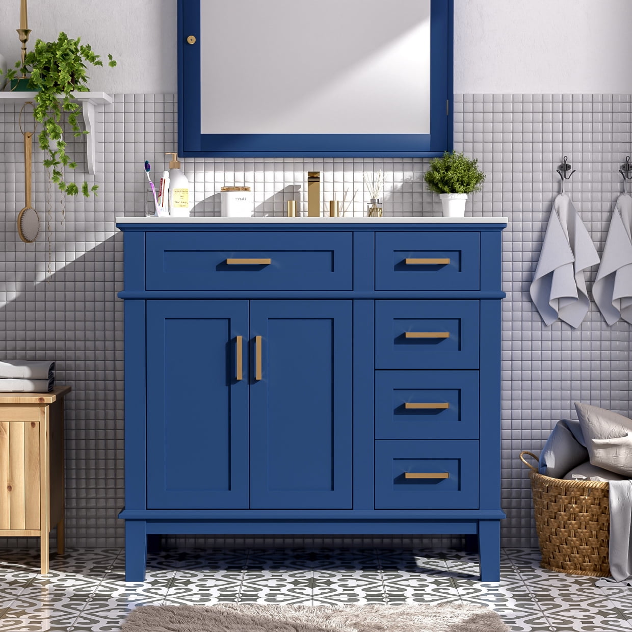 36'' Bathroom Vanity with Sink Combo Set, Wooden Bathroom Storage ...
