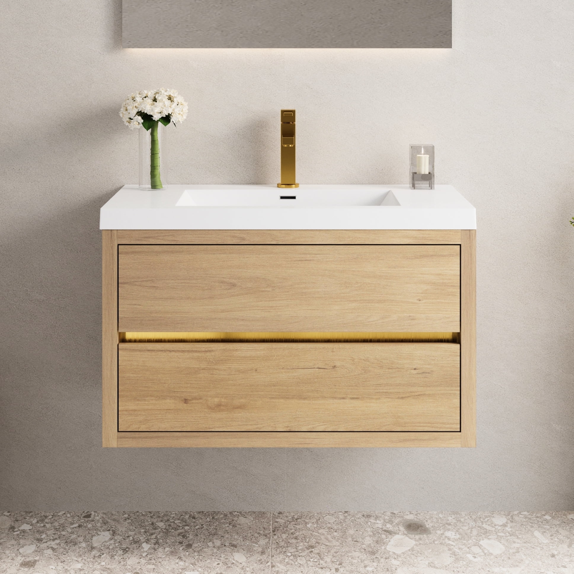 36" Bathroom Vanity With Sink. Natural Oak Beauty. Pre-assembled For ...