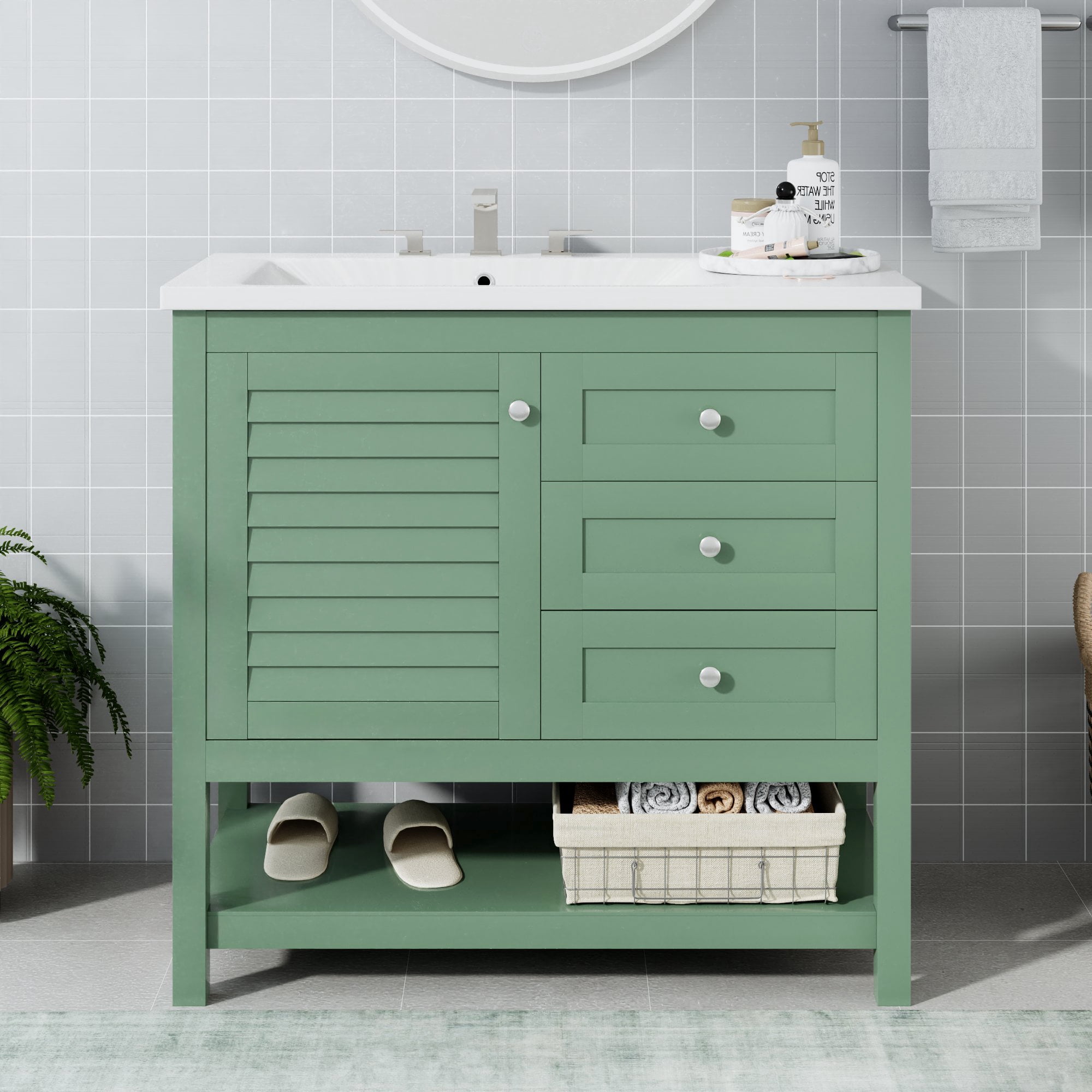 36'' Bathroom Vanity with Undermount Sink, Free Standing Vanity Set ...