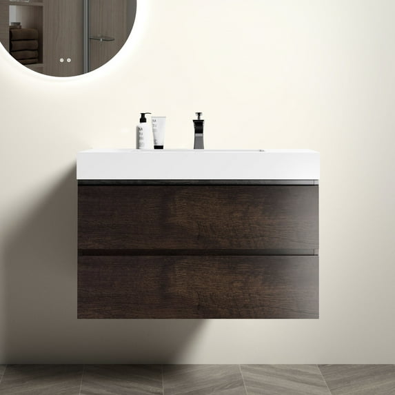36" Bathroom Vanity with Sink - Rosewood Elegance - Silent Operation ...