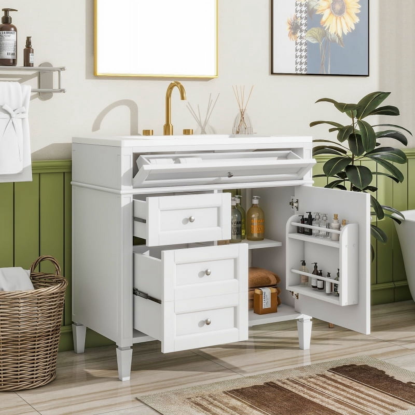 36'' Bathroom Vanity with Top Sink, Modern Bathroom Storage Cabinet ...
