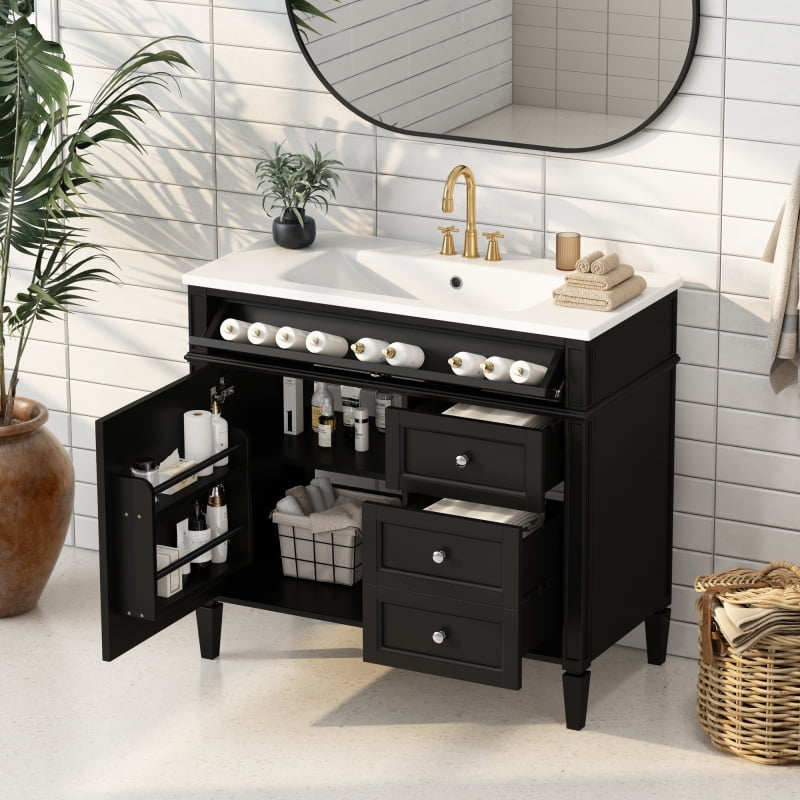 36'' Bathroom Vanity with Top Sink, Modern Bathroom Storage Cabinet ...