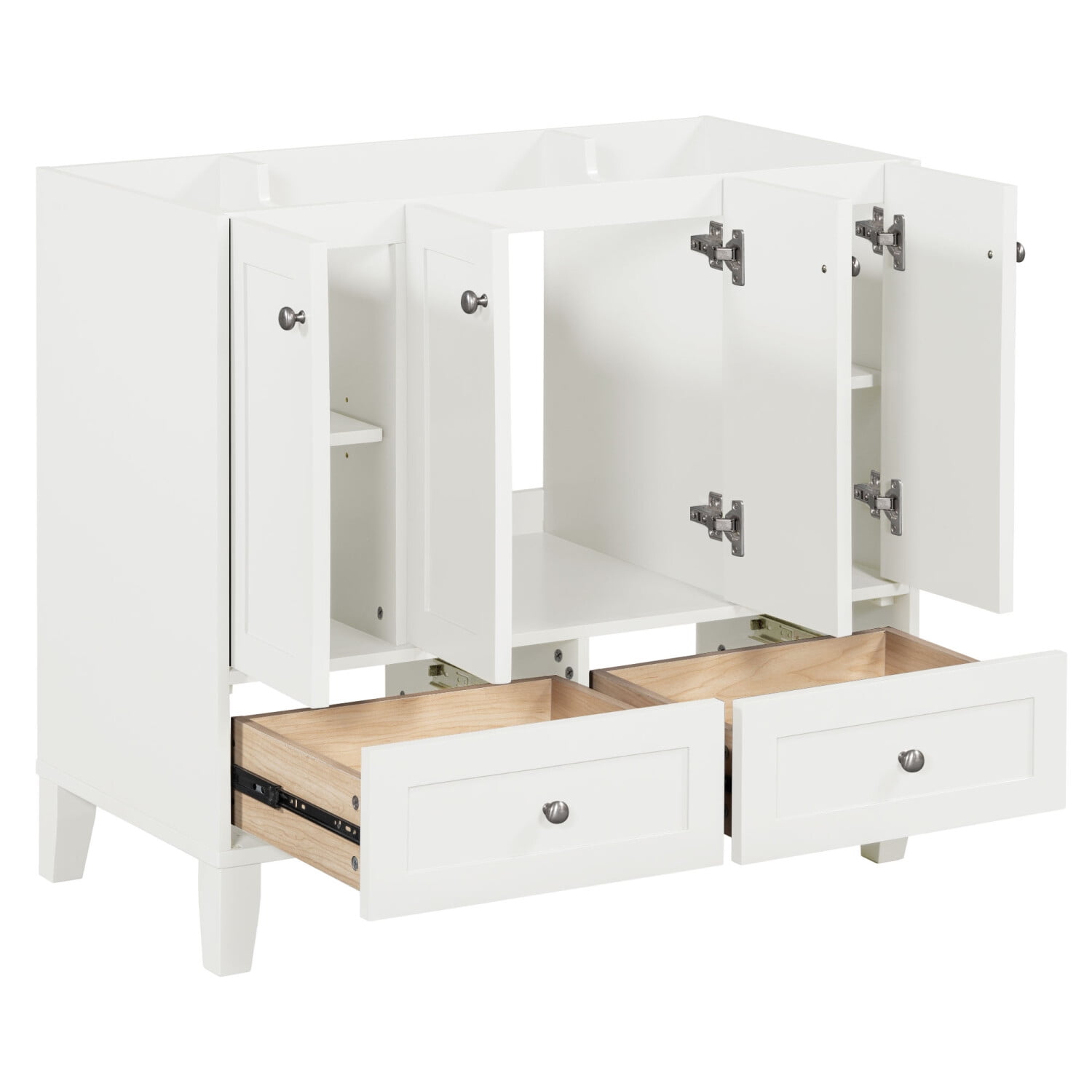 36" Bathroom Vanity without Countertop, Solid Wood Freestanding Storage ...