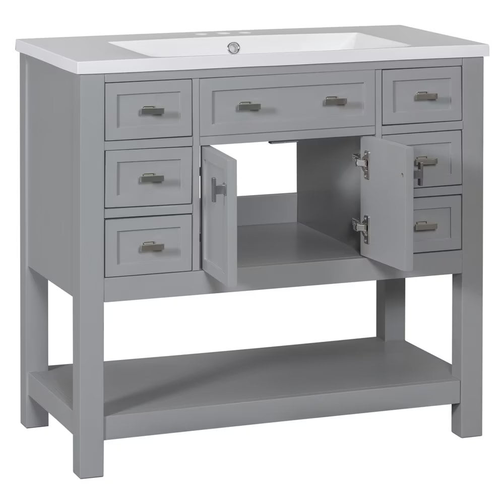 36" Bathroom Vanity without Top Sink, Modern Bathroom Storage Cabinet ...