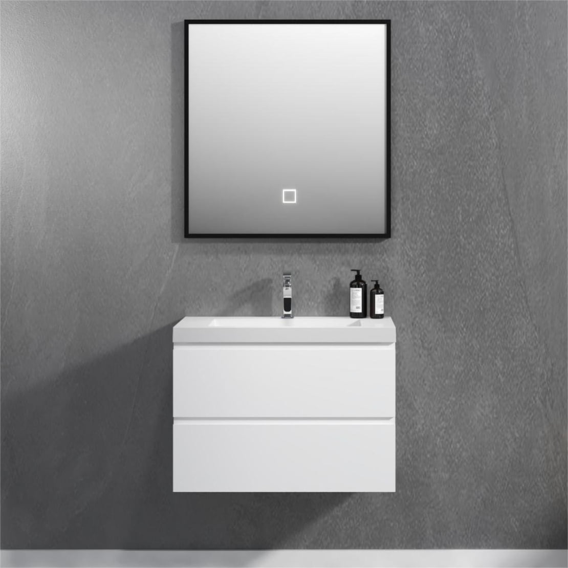 36'' Bathroom Wall Mounted Floating Vanity with Two Drawer Storage ...