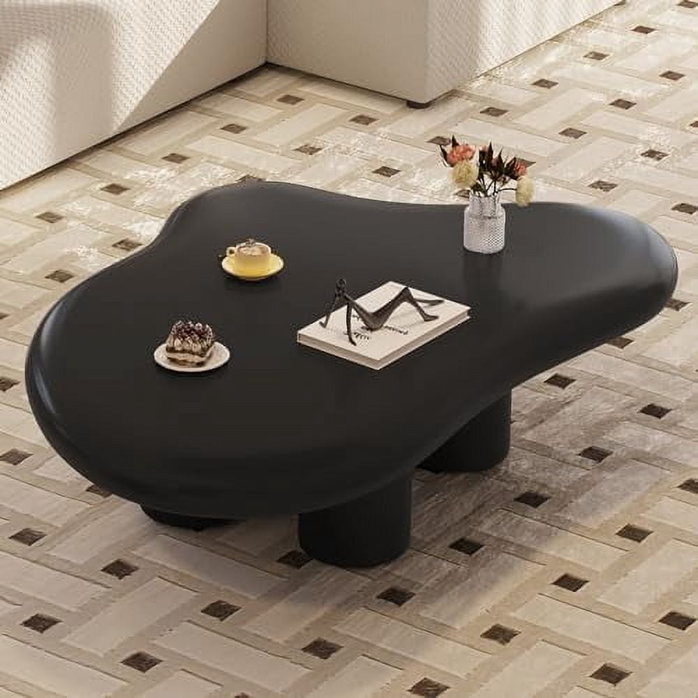 36" Black Cloud Coffee Table, Modern Irregular Center Table with 4 Legs ...