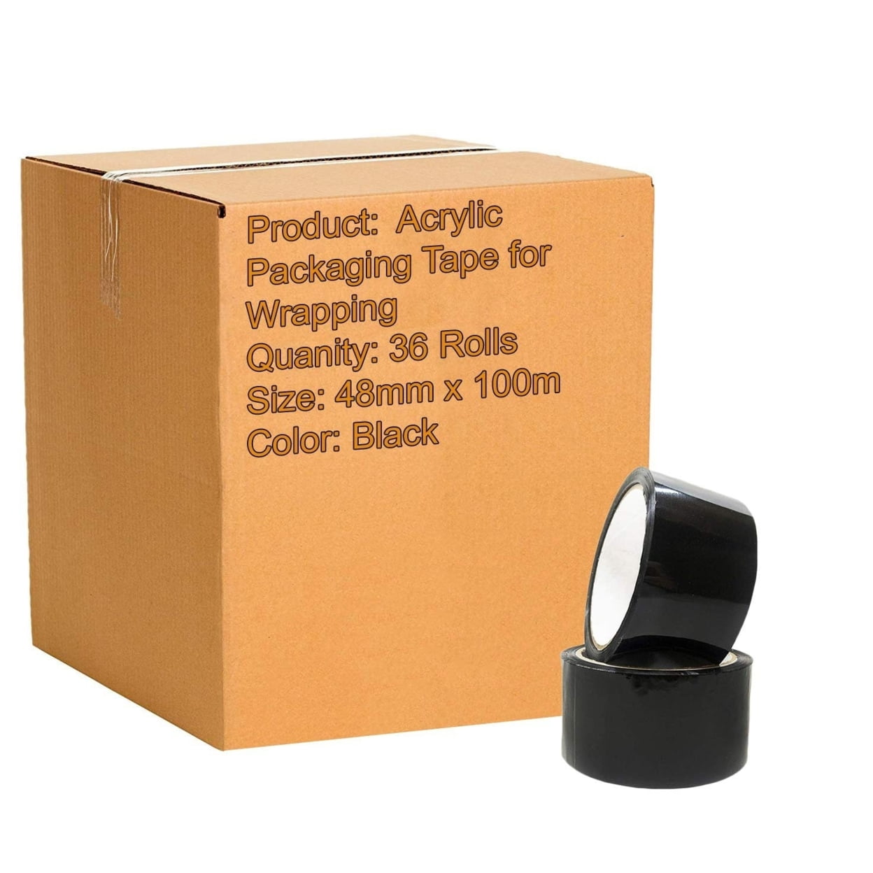 36 Black Colored Packing Tape 2 Mil Carton Sealing Tapes 48mm x 100m 36 Rolls - Walmart.com