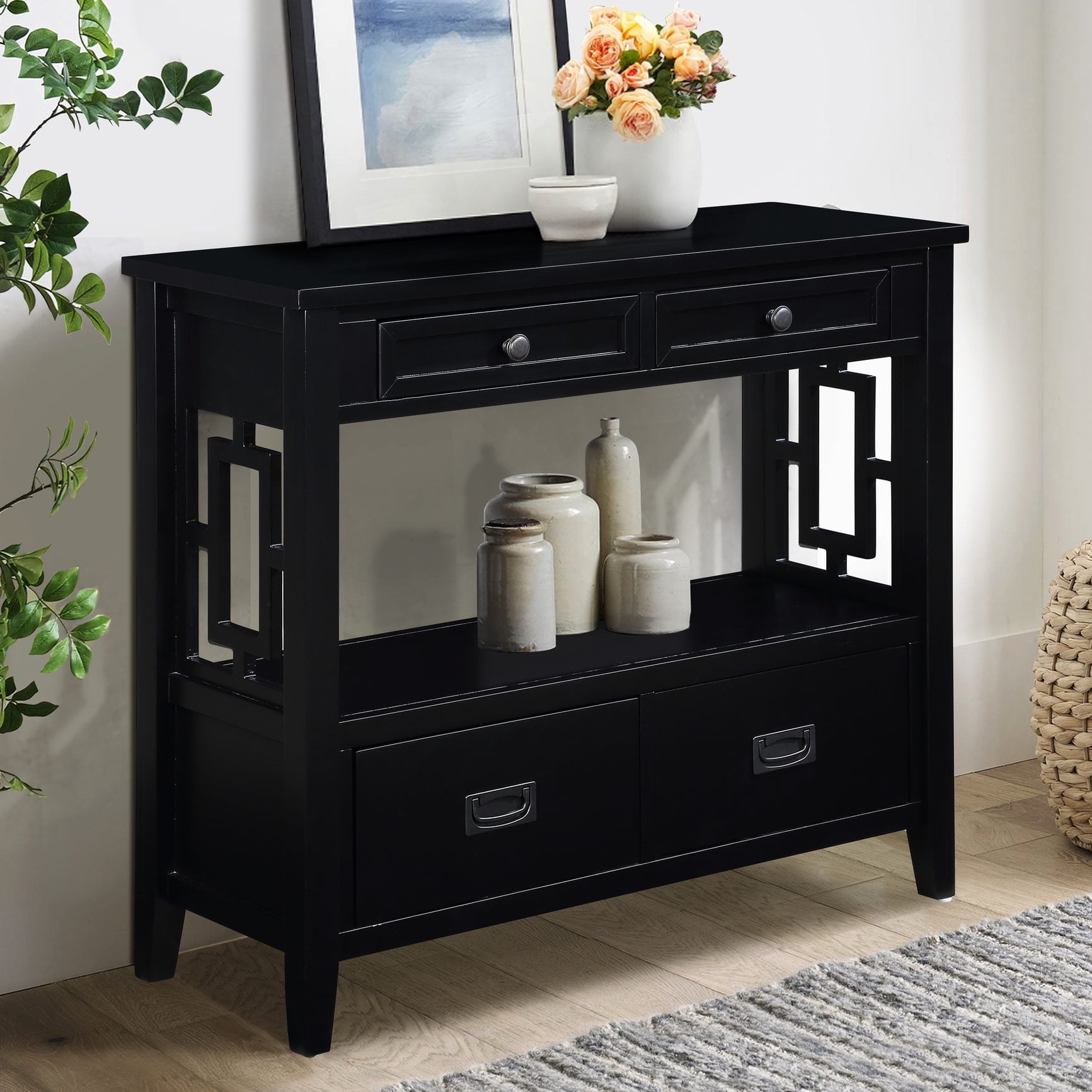 36'' Black Table - Easy Installation with Labeled Pieces - In Bedroom ...