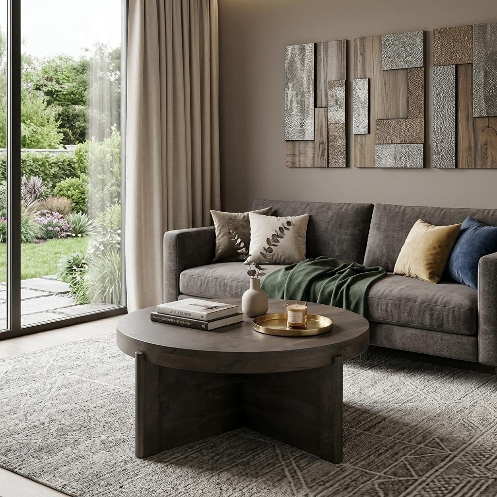 36" Brown Solid Wood Round Cross Legs Coffee Table - Walmart.com