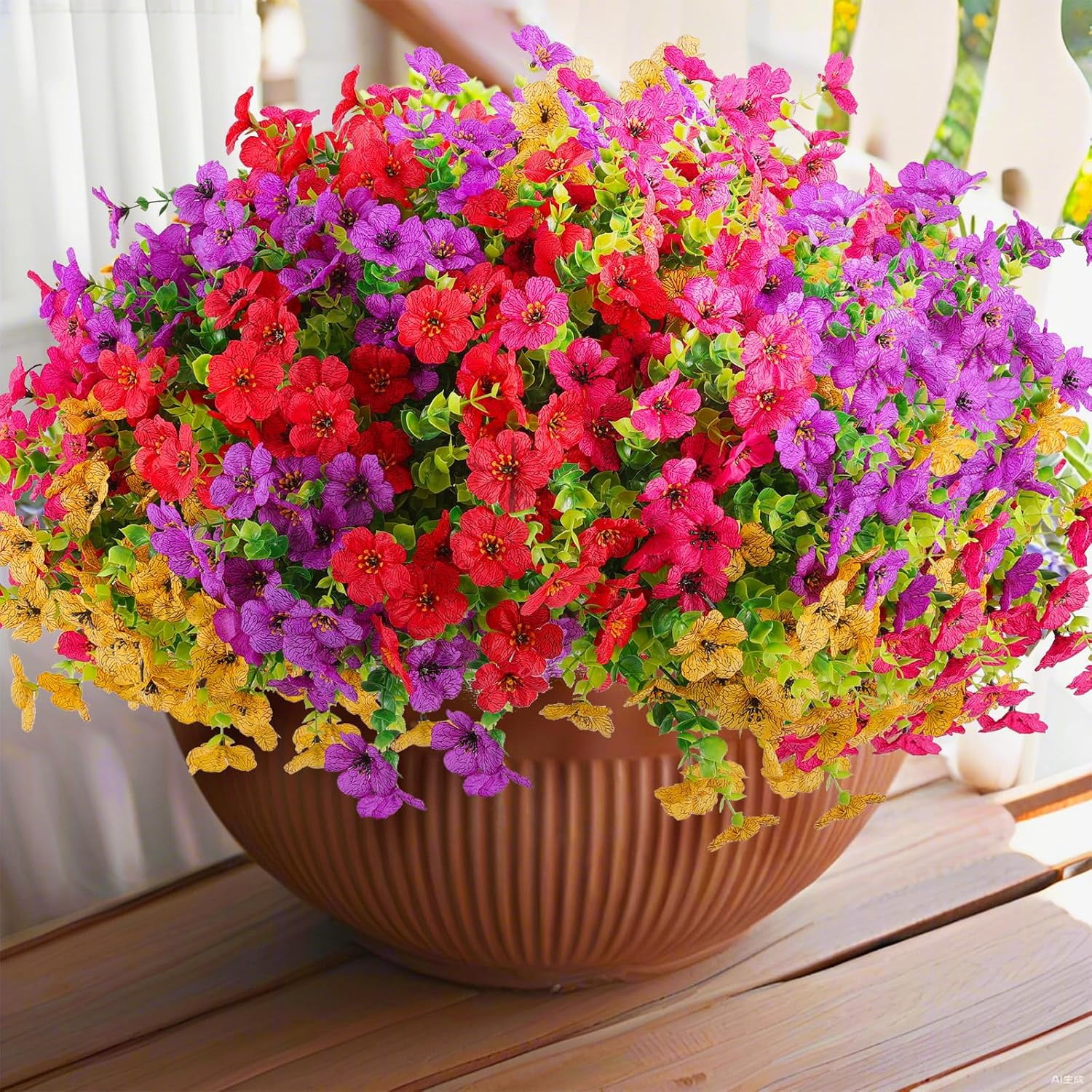 36 Bundles Artificial Flowers Outdoor UV Resistant Plastic Spring ...