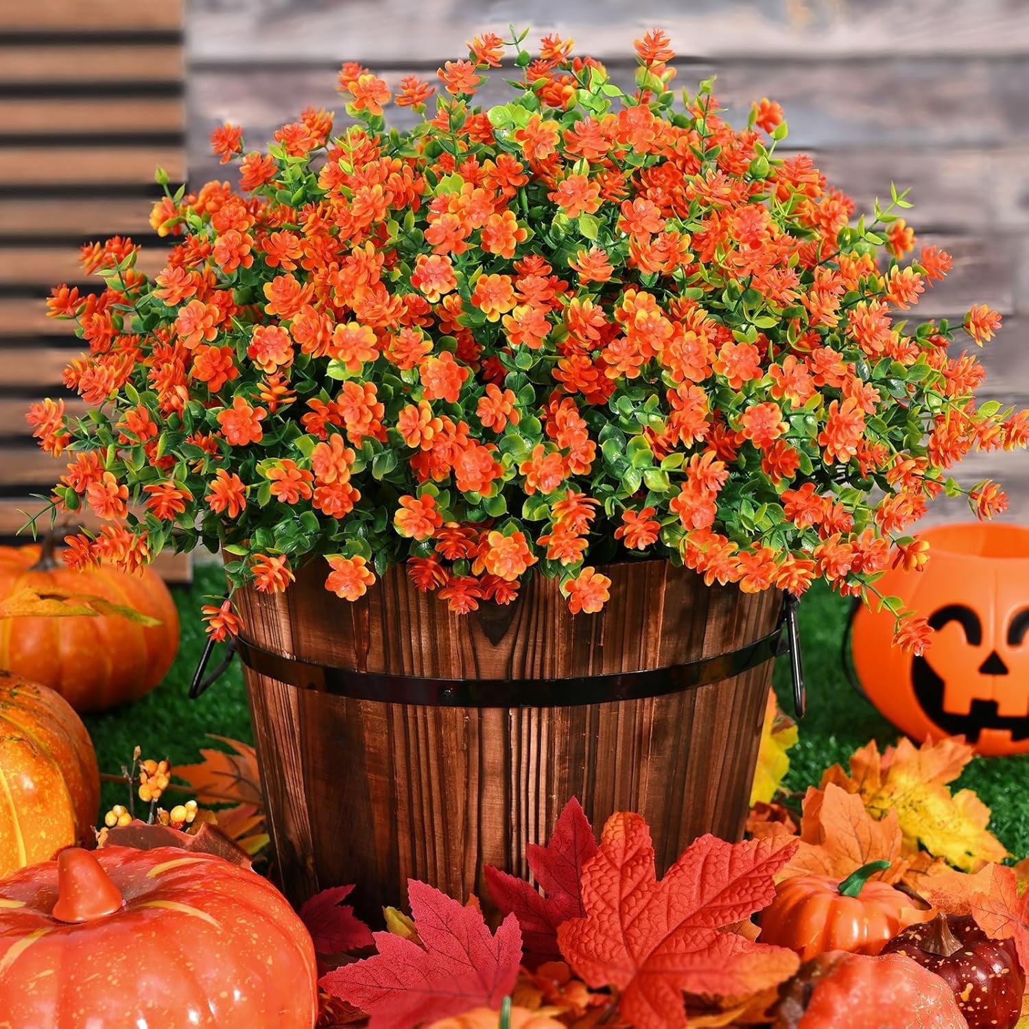 36 Bundles Fall Flowers Outdoor , Fake Mums, UV Resistant Faux Flowers ...