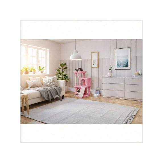 36" Cat Tree With Condos And Scratching Post Tower, Pink - Walmart.com