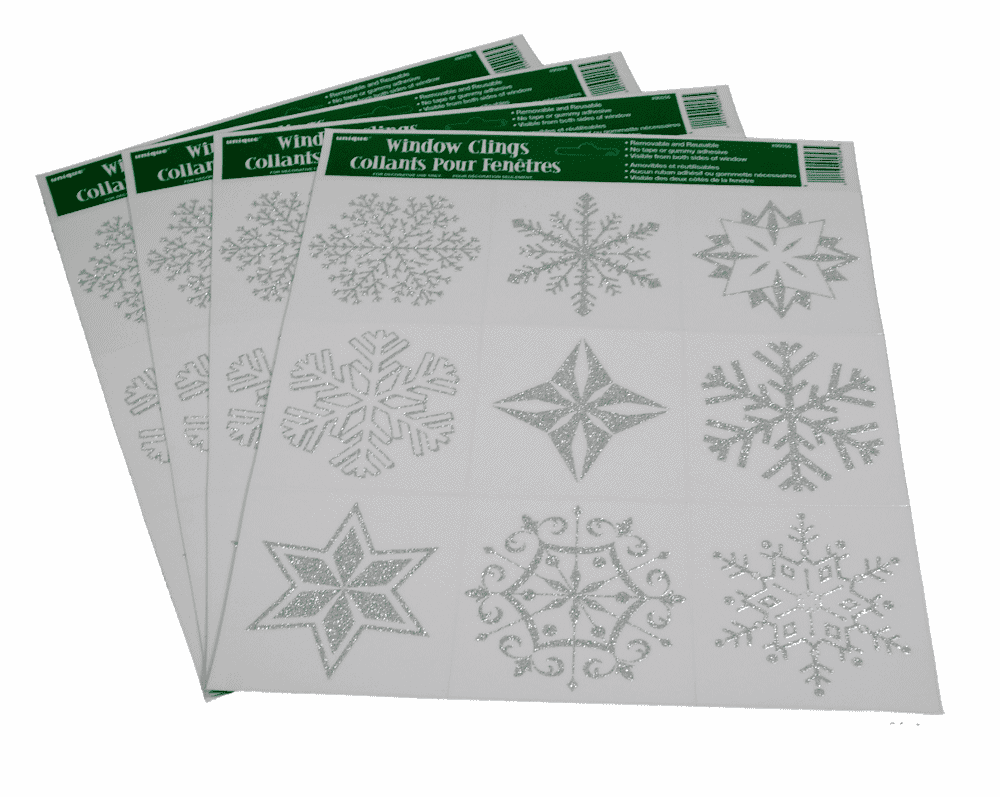 36 Christmas Frozen Snow Flake Glitter Window Clings Snowflake (4 ...