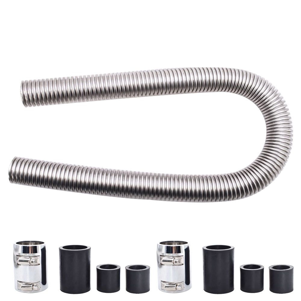 36" Chrome Universal Flexible Stainless Steel Radiator Hose Kit ...