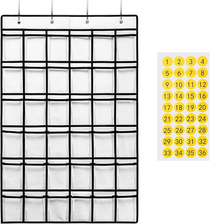 36 Clear Pockets Classroom Pocket Chart for Cell Phones, Pocket Chart ...