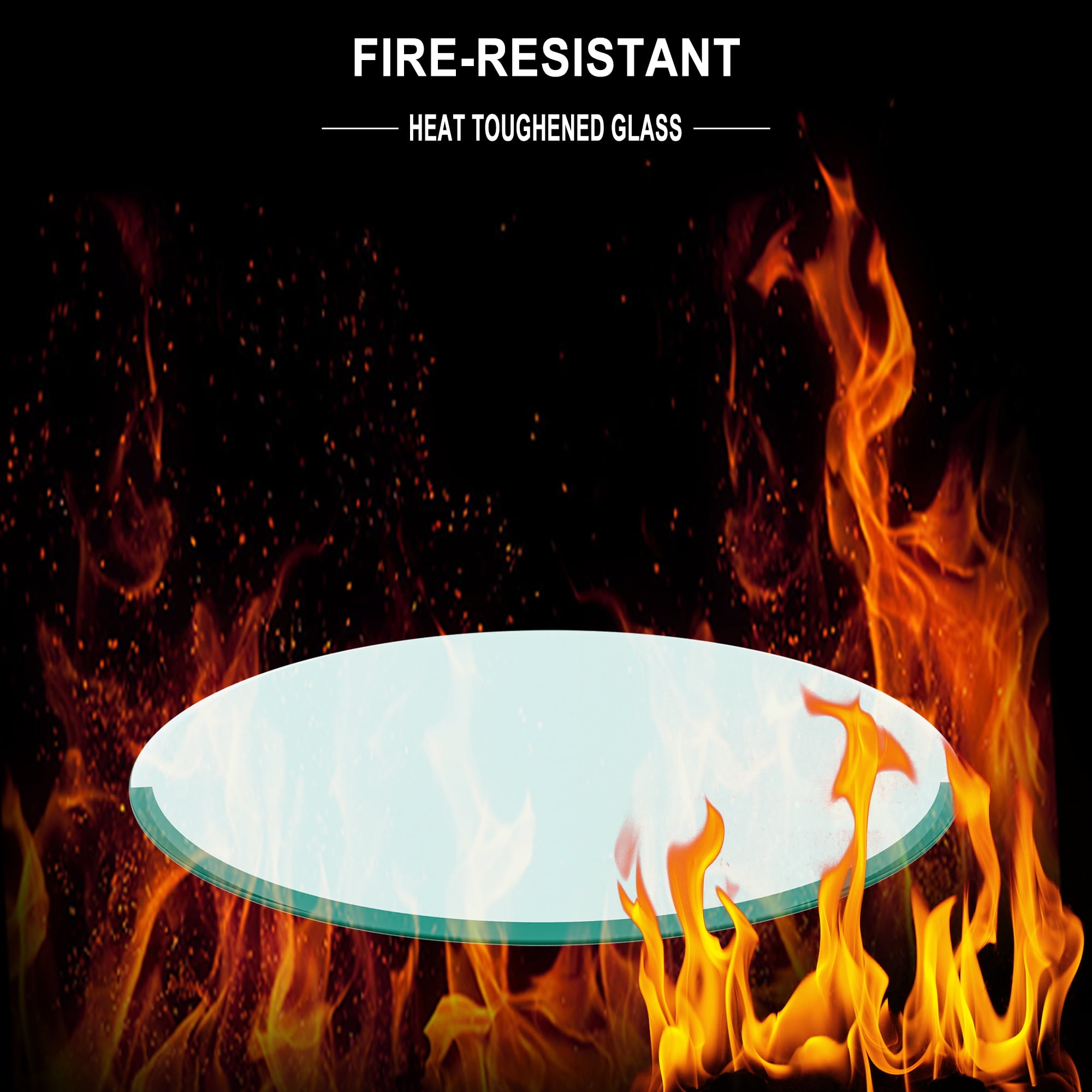 36 Clear Tempered Glass Table Top - 1/4’’ Thick, Polished Edge, Round ...