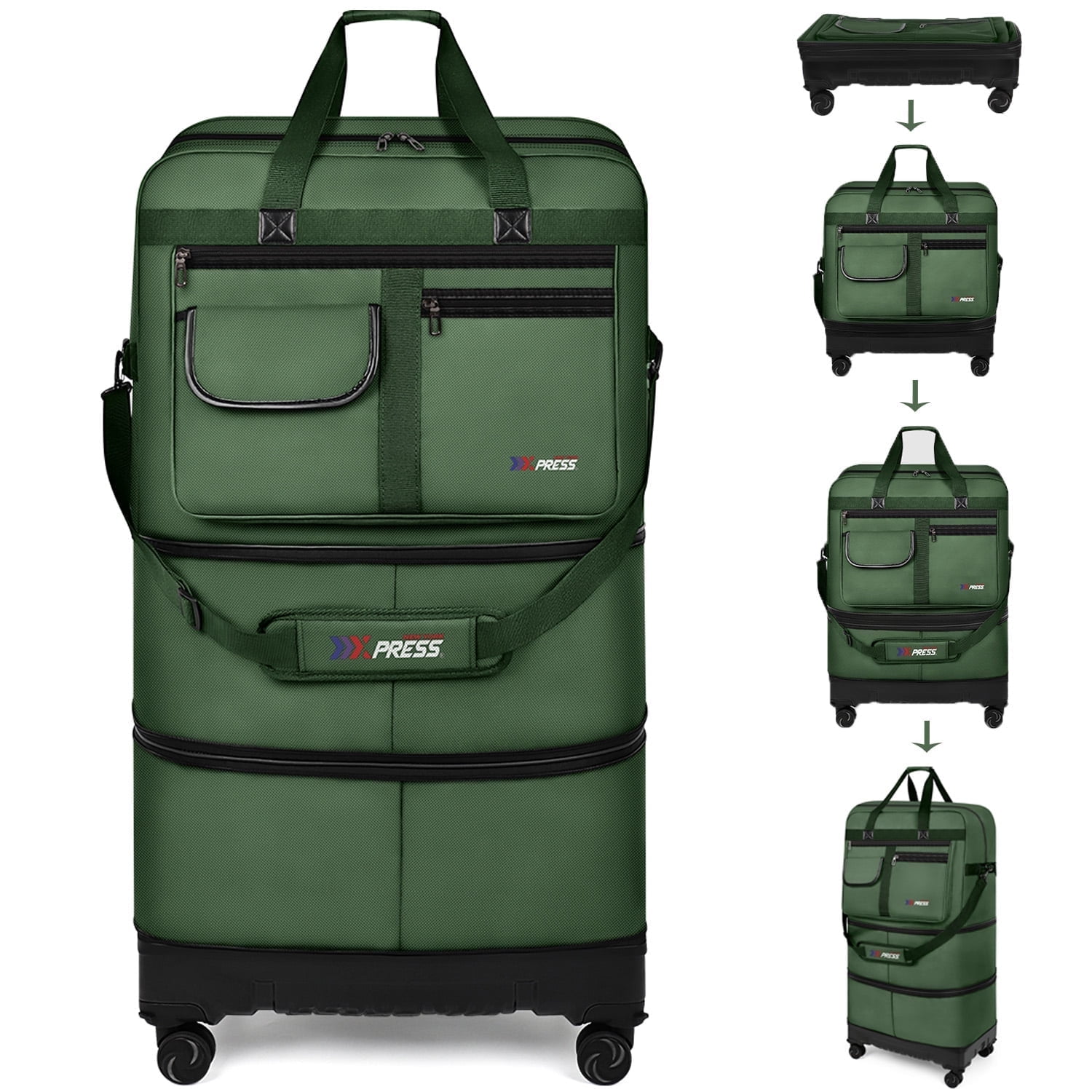36″ Expandable Foldable Suitcase Bag Large Collapsible Rolling Luggage ...
