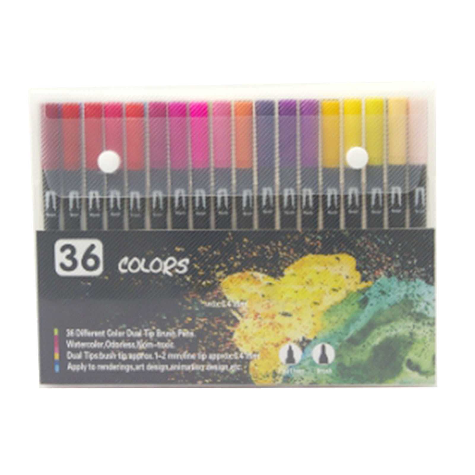 36 Color Double Headed Marker Pen Set for Adult Water Based Inks ...
